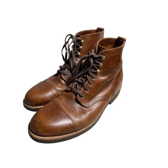 J. Crew | Shoes | Jcrew Mens Kenton Brown Leather Cap Toe Lace Up Boots ...